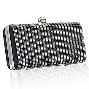 Yokawe Clutch Purse for Women Sparkling Rhinestone Evening Bag Bridal Wedding Prom Party Handbag (Black)