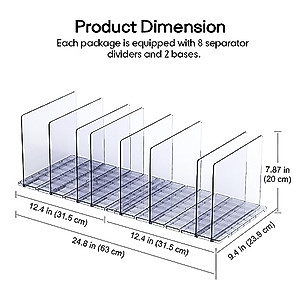 Moryimi Purse Organizer for Closet, Adjustable Clear Shelf Dividers Purse Bag Divider for Closet Organizer, Handbag Organizers for Closets
