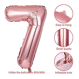 Number 7 and Number 5 Balloons, 40 Inch Rose Gold Number Balloons, Large Digital 75 Balloon, Foil Mylar Balloons Decorations for Birthday Party, Wedding, Anniversary, Graduations