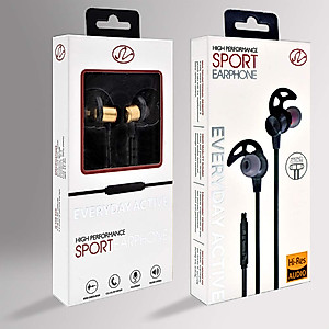 NEM Headphones in Ear Earbuds Magnetic Sweat Proof Sports Wired Earphones Stereo Bass Noise Cancelling Headsets with Microphone and Volume Control for All 3.5mm Jack Phones (Gold)