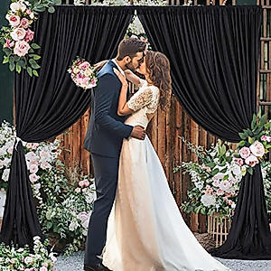 Black Backdrop Curtains for Parties, 8ft x 10ft Polyester Photography Backdrop Drapes for Birthday Baby Shower Wedding Decorations