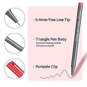 VITOLER Fineliner Colored Pens - Pack of 18 Vibrant Colors