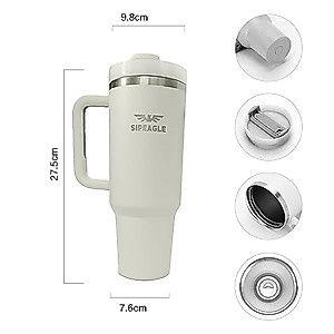 SIPEAGLE Quencher H2.0 FlowState 40 oz Stainless Steel Vacuum Insulated Tumbler with Lid and Straw for Water, Iced Tea or Coffee