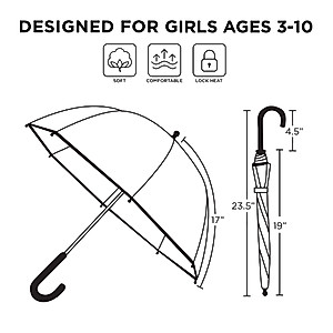 ABG girls Kids Clear for Rain Girl's, Transparent with an Easy Grip Handle, Dome Windproof, Bubble Umbrella, Elsa & Anna, Age 3-10 US