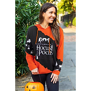 KIDDAD It's Just A Bunch of Hocus Pocus T-Shirt Women Halloween Sanderson Sisters Long Sleeve Crewneck Casual Pullover Tops Black Orange