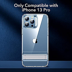 ESR Metal Kickstand Case Compatible with iPhone 13 Pro Case, Patented Three-Way Stand, Reinforced Drop Protection, Slim Flexible Back Cover, Clear