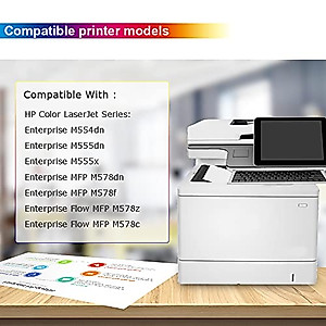 CHENPHON Remanufactured Toner Cartridge Replacement for HP 212A丨W2120A W2121A W2122A W2123A for Color Laserjet Enterprise M554 M555 MFP M578 Flow MFP M578 Series Printer - NO CHIP [KCMY-4Pack]
