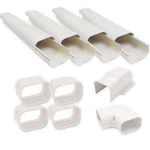 4" 14 Ft Air conditioner Decorative PVC Line Cover Kit for Mini Split and Central Air Conditioners, Heat Pumps Tubing Cover Set