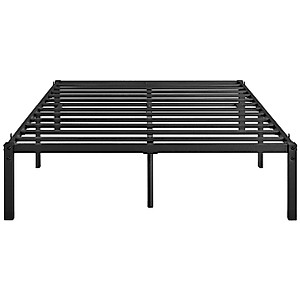 Yaheetech Queen Bed Frame with Storage Space, No Box Spring Needed, 16 Inches Powerful Storage Space, Sturdy Steel Slat Support, Black
