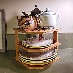 Lipper International 8883 Bamboo Wood 3-Tier Corner Kitchen Storage Shelf, 10" x 10" x 9-1/2"