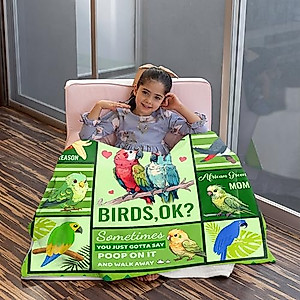 Parrot Cockatiel Collage Blanket, Gift for Teen Men Women Parrot Lover, I Just Really Like Birds, Soft Lightweight Plush Flannel Throw, for Bed Sofa Office Room Decoration 40''x 50'' for Kids/Child