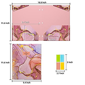 Ospelelf Folders with Pockets, Waterproof Plastic Folder with Two Fixed Corner Tabs and 2 Pockets Includes Business Card Slot, Includes Sticker, Fits 3 Ring Binder Holds 11" x 8.5", 6-Pack