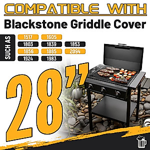 Kojem Hinged Lid Griddle Cover Compatible with 28 inch Blackstone Griddle with Rear & Right Grease Collection Steel Powder Coated Black
