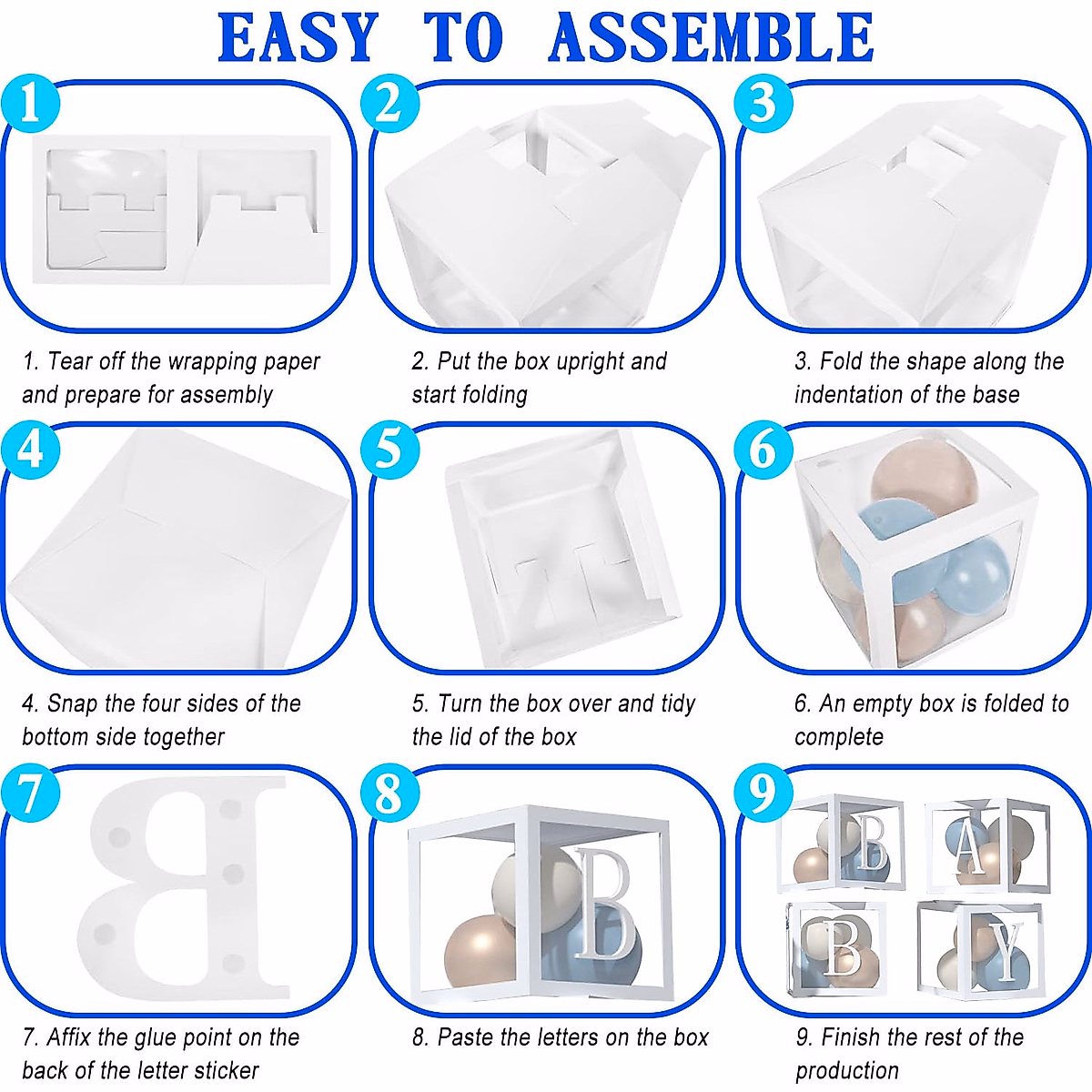 Baby Boy Shower Decorations-Dusty Blue Balloon Arch Kit With Baby Box,Baby Boy Balloon Arch Baby Boxes With Letter For Baby Shower 1st Boy Birthday Gender Reveal Decorations