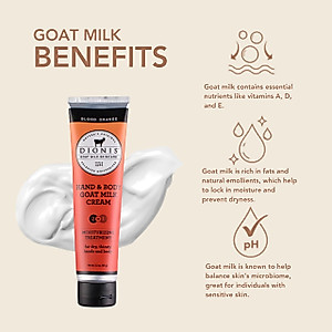 Dionis Goat Milk Skincare 3.3oz Blood Orange Hand & Body Cream - Travel Size Hand Lotion For Hydrating & Moisturizing Dry Skin - Cruelty Free Cream Made In The USA - Paraben Free Formula