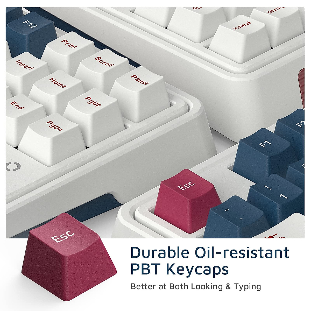 FL CMK87 80% TKL Wireless Mechanical Keyboard, Clear Tactile Kailh Box White, 87 Keys & PBT Keycaps, Rigid Programmable Rechargeable Hot-swap, Marvelous Retro