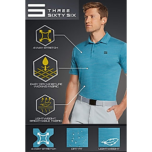 Three Sixty Six Golf Shirts for Men - Dry Fit Short-Sleeve Polo, Athletic Casual Collared T-Shirt Orange
