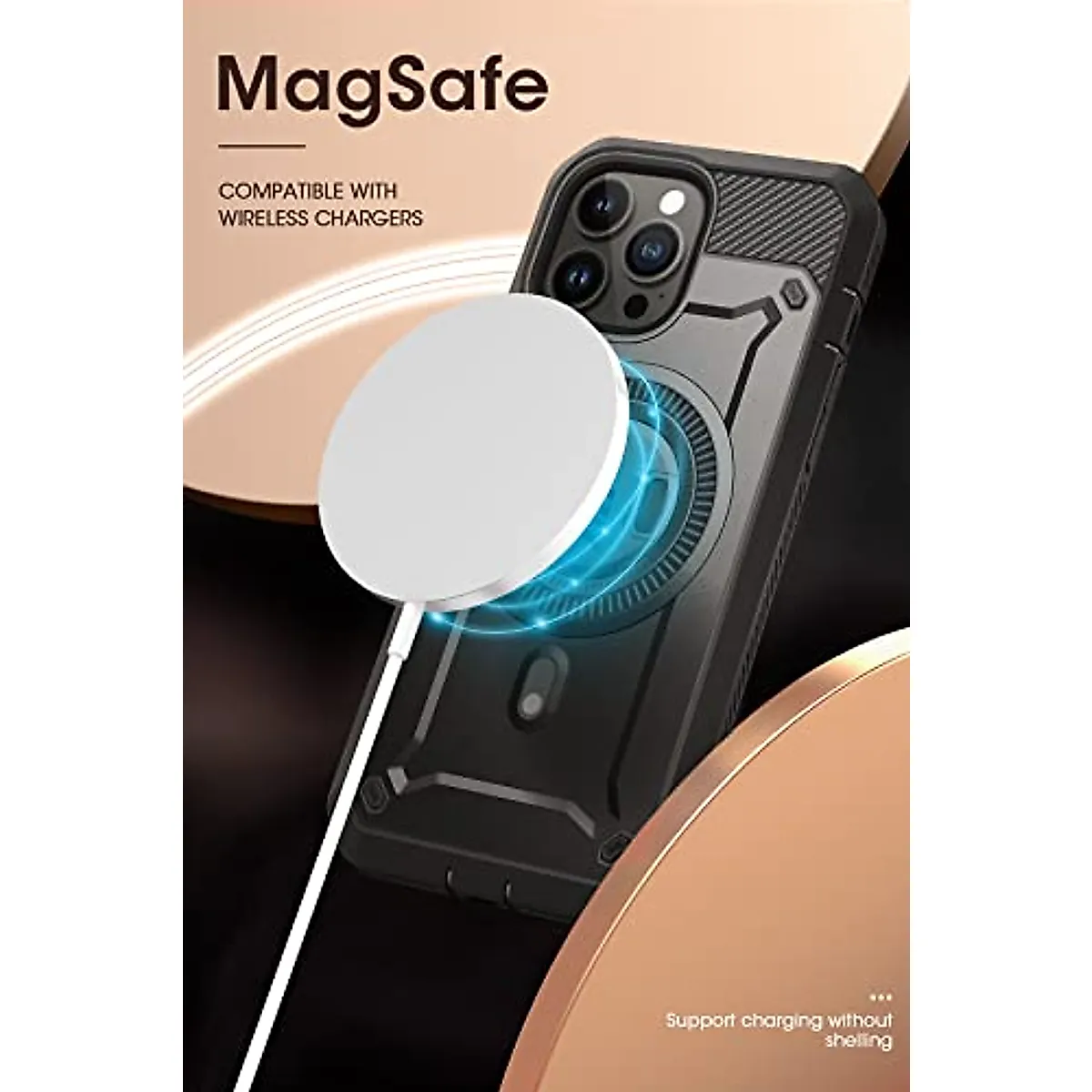 SUPCASE Unicorn Beetle Pro Mag Case for iPhone 13 Pro Max (2021 Release) 6.7 Inch, Compatible with MagSafe Full-Body Rugged Belt-Clip Case with Built-in Screen Protector & Kickstand (Space Gray)