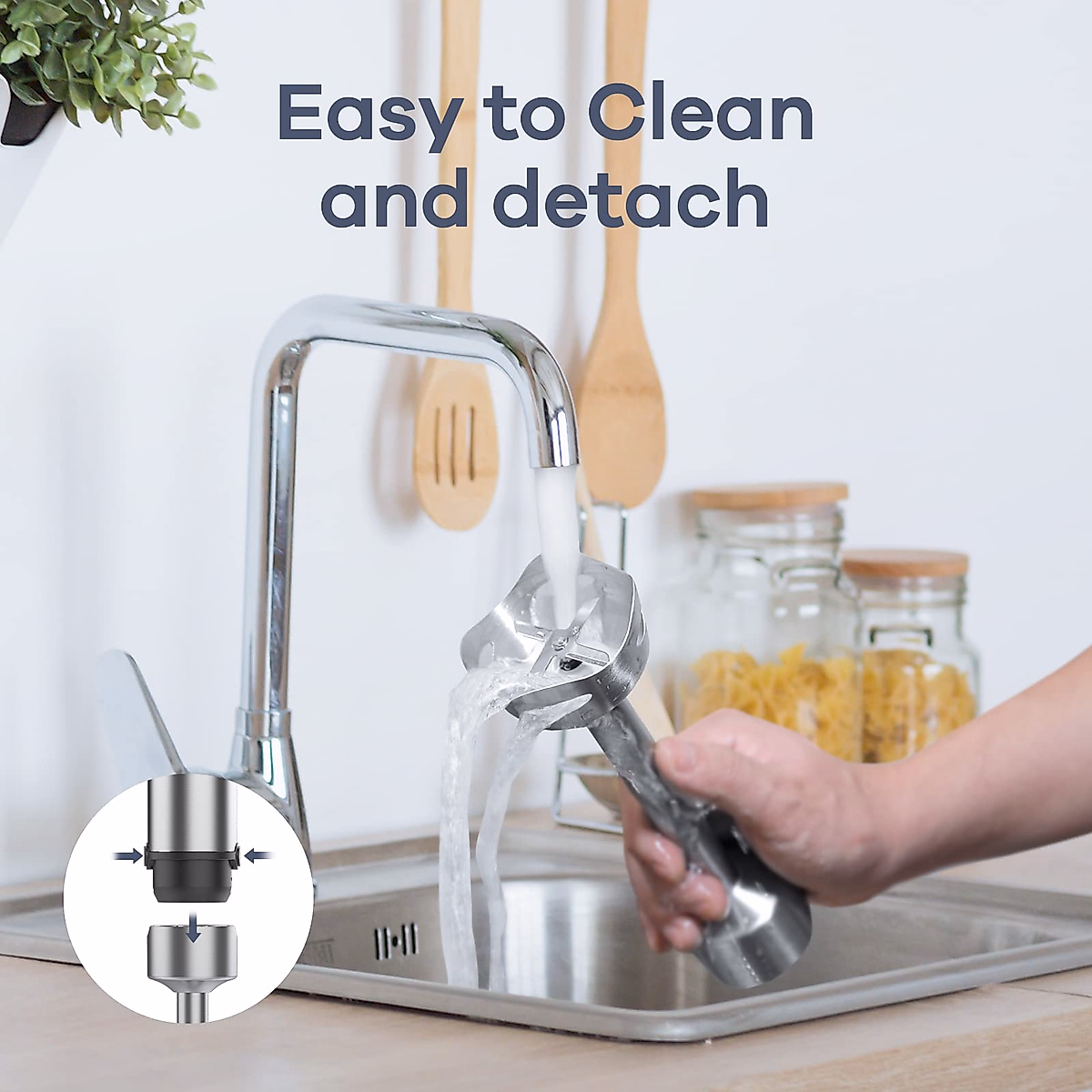 Ganiza Immersion Blender 7 in 1 Hand Blender 800W Heavy Duty Motor, 15 Speed and Turbo Mode Handheld Blender Stainless Steel Sitck Blender With 1500ml Food Processor and Other 6 Pieces