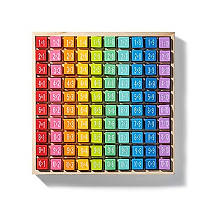 ROBUD Wooden Multiplication & Math Table Board Game, Kids Montessori Math Manipulatives Learning Toys Gift, Aged 3 Years Old and Up - 100 Wooden Counting Blocks