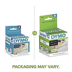 DYMO LW 1-Up File Folder Labels for LabelWriter Label Printers, White, 9/16'' x 3-7/16'', 2 Rolls of 130 (30327)