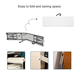 Todeco 6FT Folding Bench White 2Pcs, Portable Garden Picnic Party Camping Dining Bench Seat with Carrying Handle,Use Indoor/Outdoor, Max Load 660 Lbs