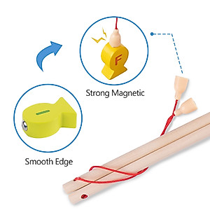 TOOKYLAND Wooden Magnetic Fishing Game - 29pcs - Alphabet and Spelling Educational Sorting Toy for Kids 3 Years Old +