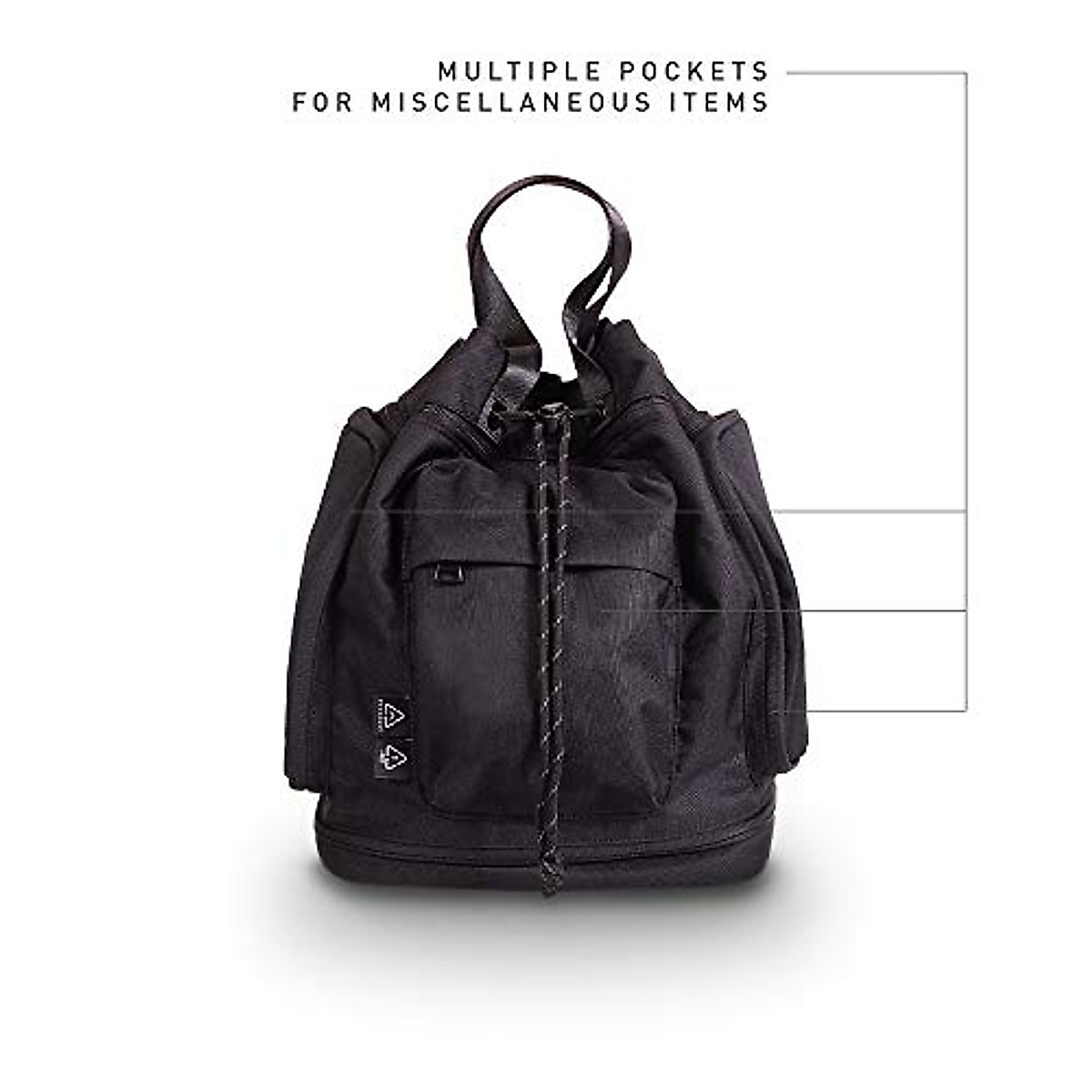 Doughnut Nomad Series Pyramid 13L 2-in-1 Hanging Toiletry Travel Girls Lightweight Casual Daypacks Bag Backpack (Black)