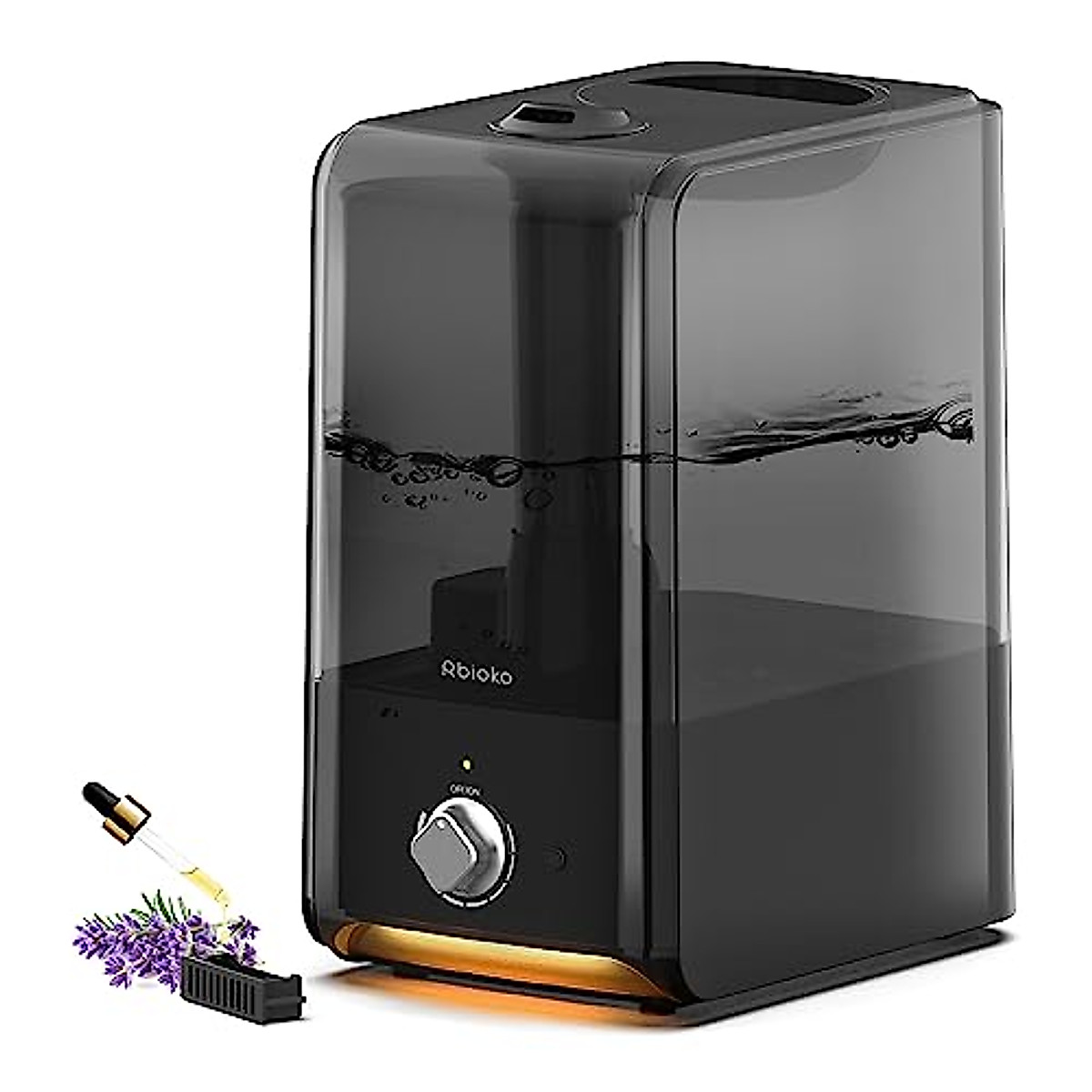 Rbioko Humidifiers for Large Room Bedroom (6.5L), Cool Mist Ultrasonic Vaporizer for Home Whole House Babies, Customized Humidity, Night Light, Whisper-Quiet (Black)