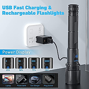 Cinlinso Flashlights High Lumens Rechargeable, 990,000 Lumens Super Bright Led Flashlight, 7 Modes with COB Light, IPX6 Waterproof, Handheld Powerful Flash Light for Hu∩ting, Camping, Emerge∩cies