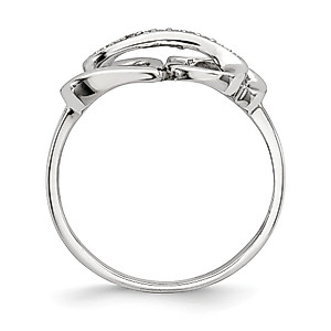 Size 8 Solid 925 Sterling Silver Diamond Infinity Symbol Heart Ring