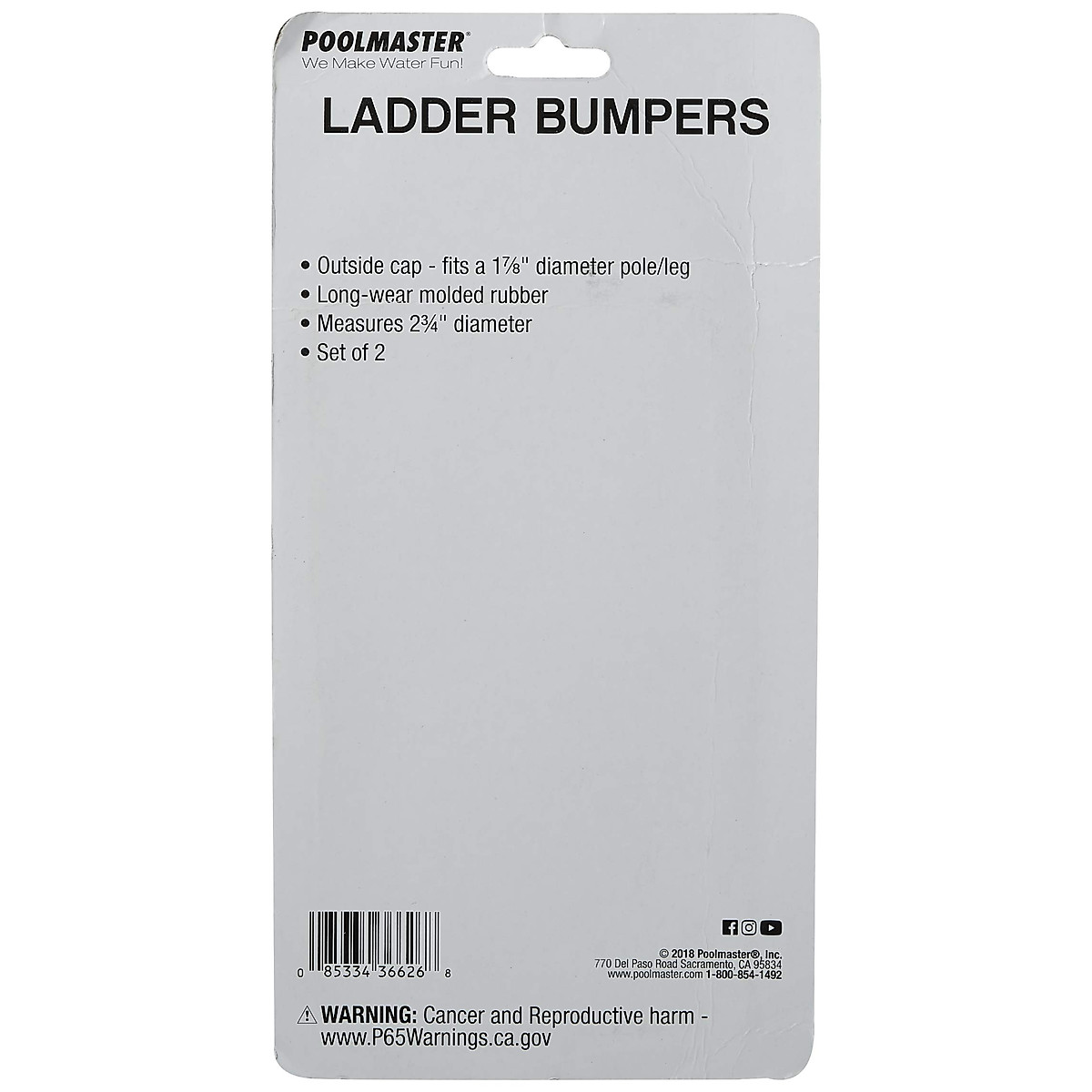 Poolmaster 36626 Swimming Pool Ladder Bumper Cap Set, Outside Plug Fit, 2-3/4-Inch Diameter, Medium, White