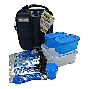 Expandable Lunch Pack Ultra Arctic Zone Plus 4 Containers with lids and 2 Ice Packs (blue light blue)