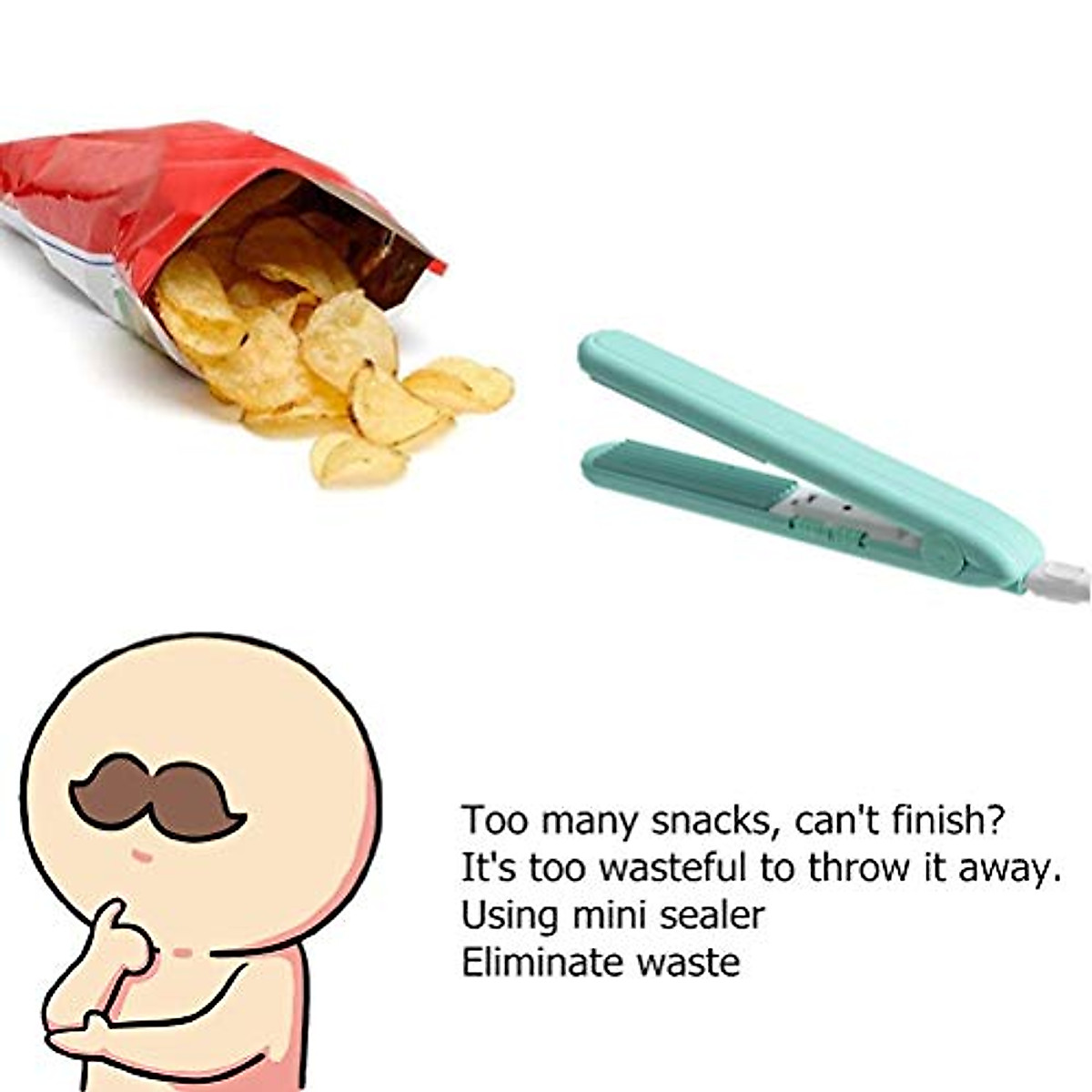 Pinshion Heat Sealer Handheld, Portable Mini Sealing Machine for Bag Food Storage, Mini Food Bag Heat Sealer Handheld with Double Safe Button