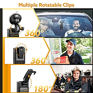 Losfom 4K Dash Cam, Body Camera Built-in 128G & 3500mAh Battery with 11 Hours Recording, Wi-Fi Waterproof Camera with GPS