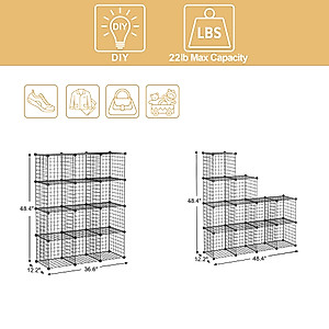 BASTUO Wire Cube Storage, Multipurpose Metal Cube Storage Organizer, Square Wire Storage Cubes (16 Cubes, Black)