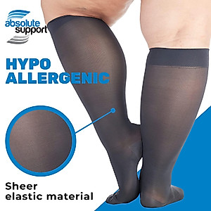 ABSOLUTE SUPPORT Made in USA - Sheer Compression Socks for Women 20-30mmHg | For Swelling, Lymphedema, DVT, Post Surgery Recovery - Black, Large, A205BL3