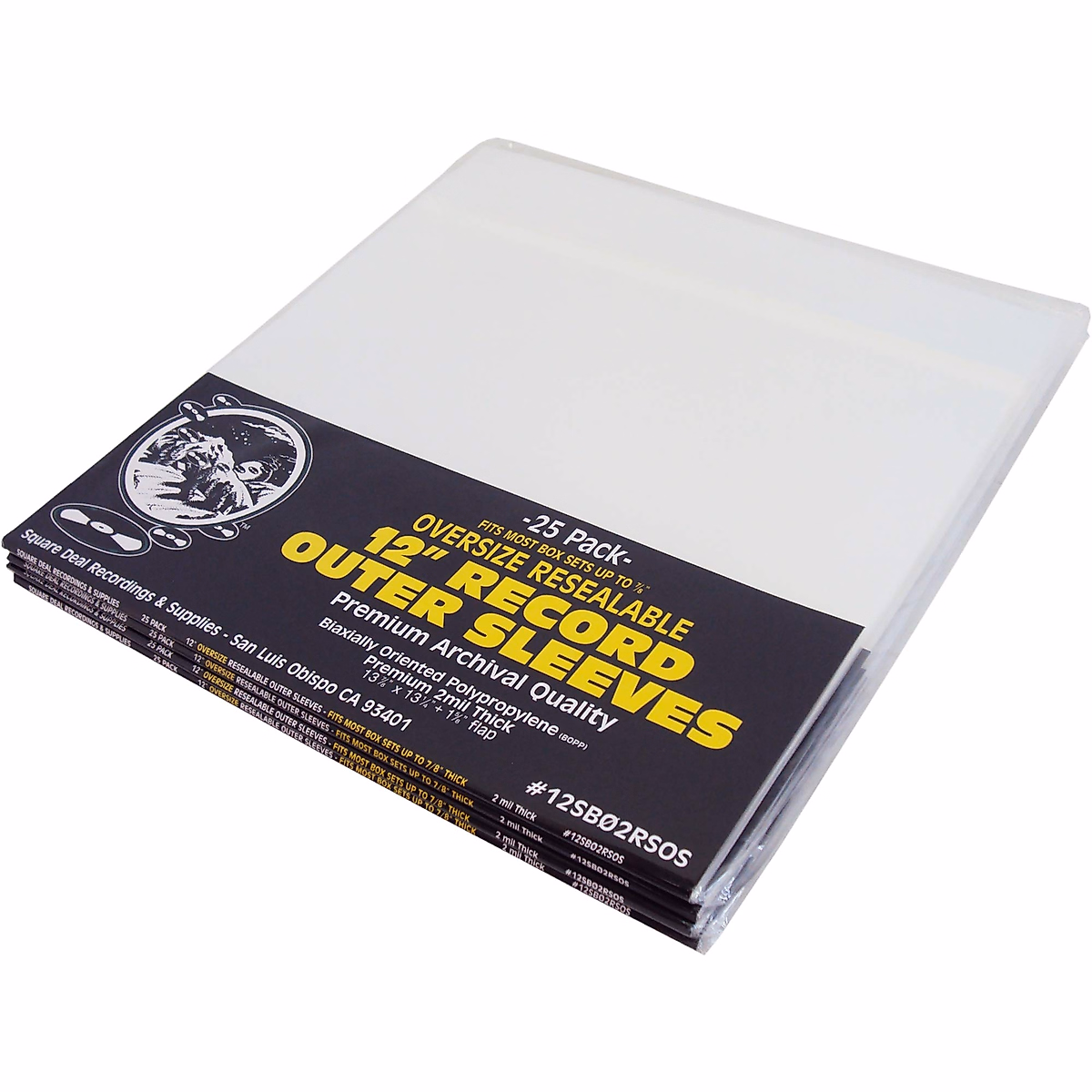 (100) 12" Resealable Oversize Record Outer Sleeves - Super Clear Premium 2 Mil Thick Archival Quality BOPP - 13-7/8" x 13-1/4" + 1-5/8" Flap - FITS Most Box Sets UP to 7/8" Thick #12SB02RSOS