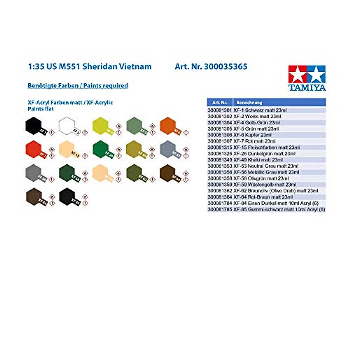 Tamiya 35365 1/35 US Airborne Tank M551 Sheridan Plastic Model Kit