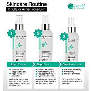 Mattifying Primer and Face Moisturizer with Salicylic Acid and Tea Tree Oil, Daily Face Lotion Non-Greasy Hydrating Anti Shine Facial Primer for Men and Women, 2 Oz by LAUDA BOTANICALS