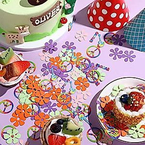 350 Pieces Tie Dye 60's Hippie Groovy Birthday Party Decoration Retro Flower Peace Sign Hippie Confetti Table Decoration for Peace and Love Party 60's 70's Tie Dye Hippie Theme Groovy Party Supplies