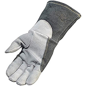Caiman Premium Split Deerskin TIG Welding Gloves, 4-inch Cuff, Unlined, Kevlar, Kontour, Gray, X-Large (1864-6)