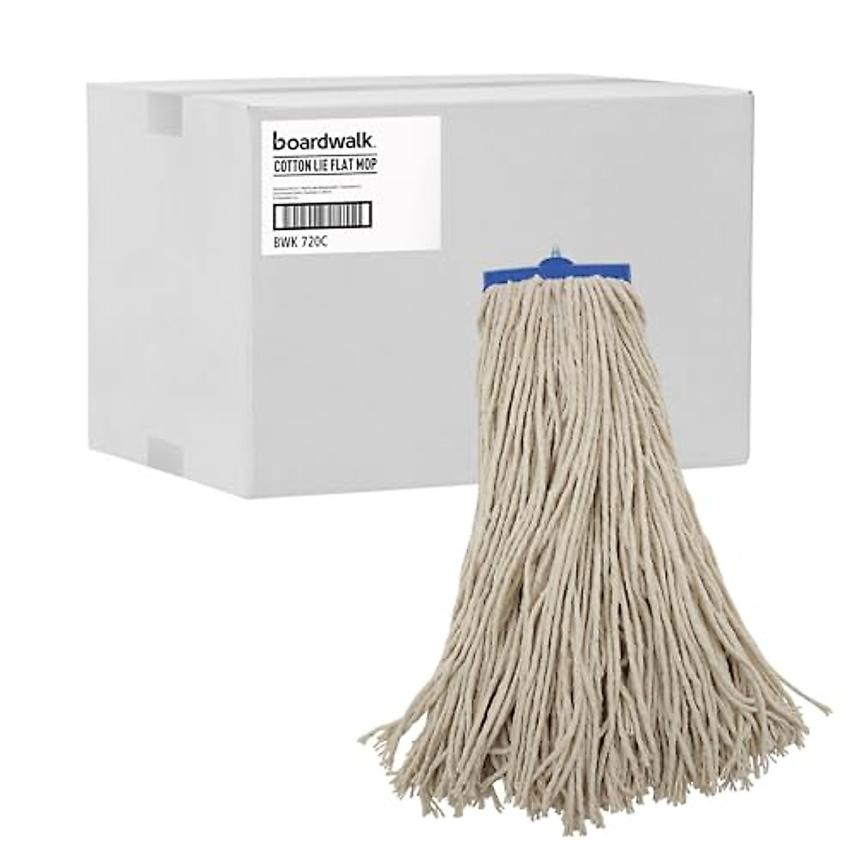 Boardwalk BWK720C 20 oz. Economical Lie-Flat Cotton Fiber Mop Head - White (12/Carton)