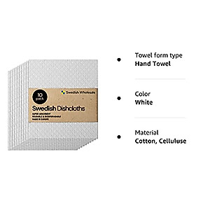 Swedish Wholesale Swedish DishCloths for Kitchen- 10 Pack Reusable Paper Towels Washable - Eco Friendly Cellulose Sponge Microfiber Dish Cloths - Kitchen Essentials - White