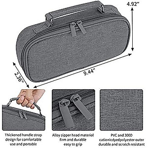 Pencil Case Pen Bag, RUMANLE Pen Bag Big Capacity Canvas Makeup Pouch Bag Case Pencil Holder Practical Students Stationery with Double Zippers Durable for School & Office Supplies - (Empty- Grey)