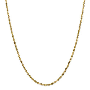 Sonia Jewels 14k Yellow Gold 3mm Rope Chain Necklace - with Secure Lobster Lock Clasp 24"