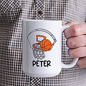 Kids Personalized Basketball Mug, Custom Basketball Sport Coffee Mug With Child's Name, Child's Basketball Cups, Basketball Ceramic Mugs For Kids, Customized Kids Basketball Coffee Cups 11oz 15oz