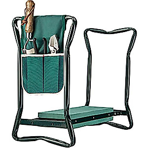 Garden Kneeler and Seat,with 2 Tool Bags Pouches and Claw Gloves,Portable Lightweight Garden Bench Thicken EVA Foam Pad Sturdy Steel Pipe Practical Garden Tools(Green)