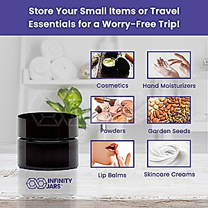 Infinity Jars 15 Ml (.5 fl oz) Pocket Size Black Ultraviolet Glass Screwtop Jar 2-Pack
