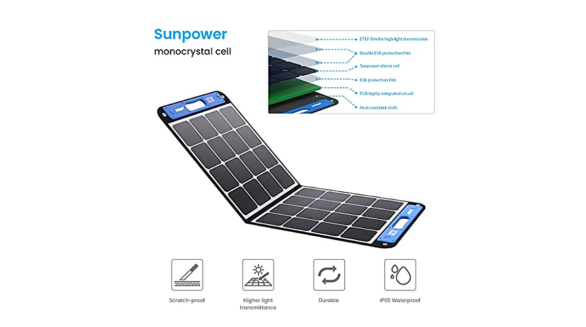 XTAR SP100 2 Pack 100w Solar Panel Portable Solar Panel Solar Power ...